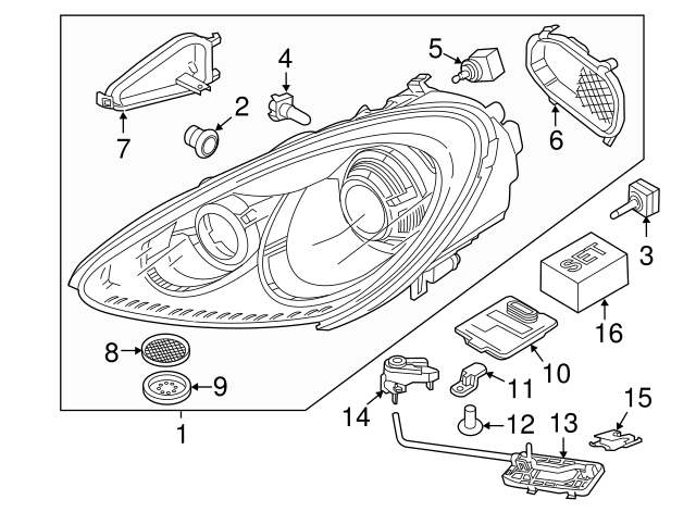 2011-2014 Porsche Cayenne Headlamp Assembly 958-631-180-22 | Gaudin Porsche Parts