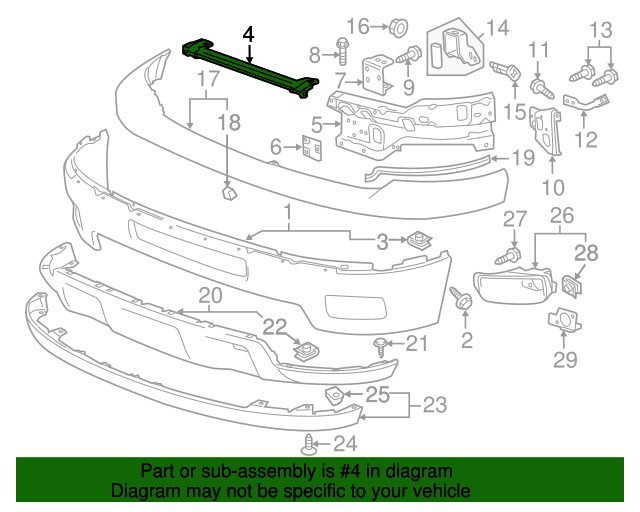 2011-2014 Chevrolet Front Bumper Impact Bar Center Reinforcement ...