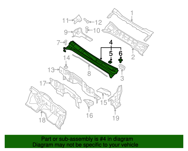 2005-2021 Nissan Cowl Top Panel 66862-ZL00A | Nissan Parts Plus