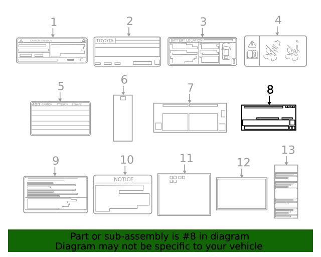 74514-33010 - Info Label - 2005-2023 Toyota | OEM Genuine Toyota Parts
