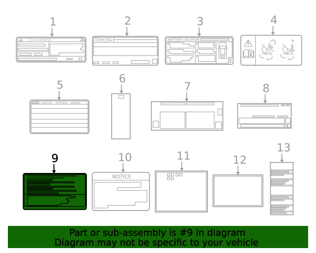 89356-47020 - Label - 2016-2022 Toyota | OEM Genuine Toyota Parts