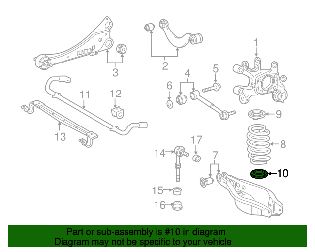 48258-12050 - Coil Spring Insulator (Left, Right, Rear, Lower) - 2011 ...
