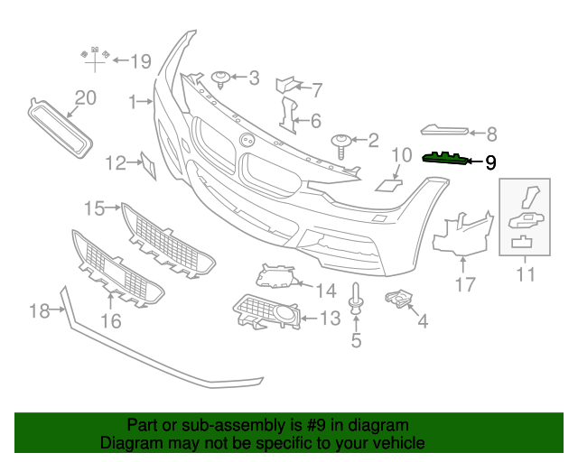 2014-2020 BMW Bumper Cover Bracket 51-11-7-294-654 | AutoNationParts.com