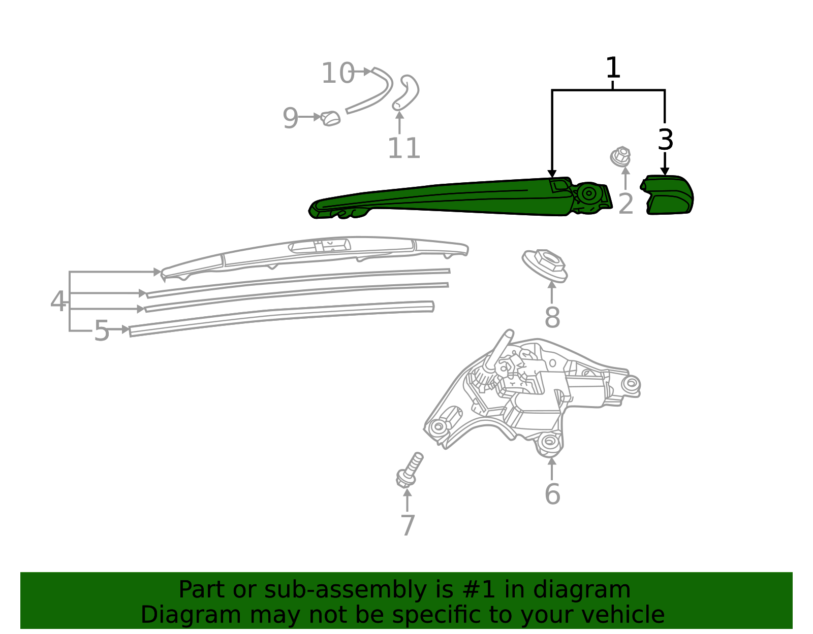 2019-2025 Toyota Back Glass Wiper Arm 85241-12180 | Toyota Parts Center