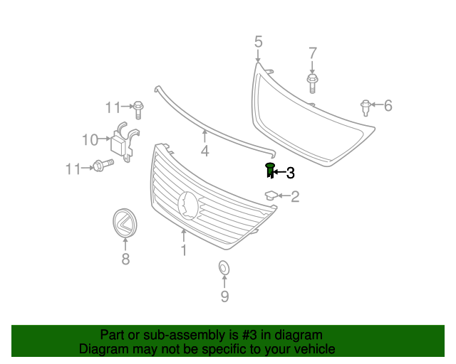 47749-50100 - Grille Clip - 2007-2012 Lexus | MyLexusParts