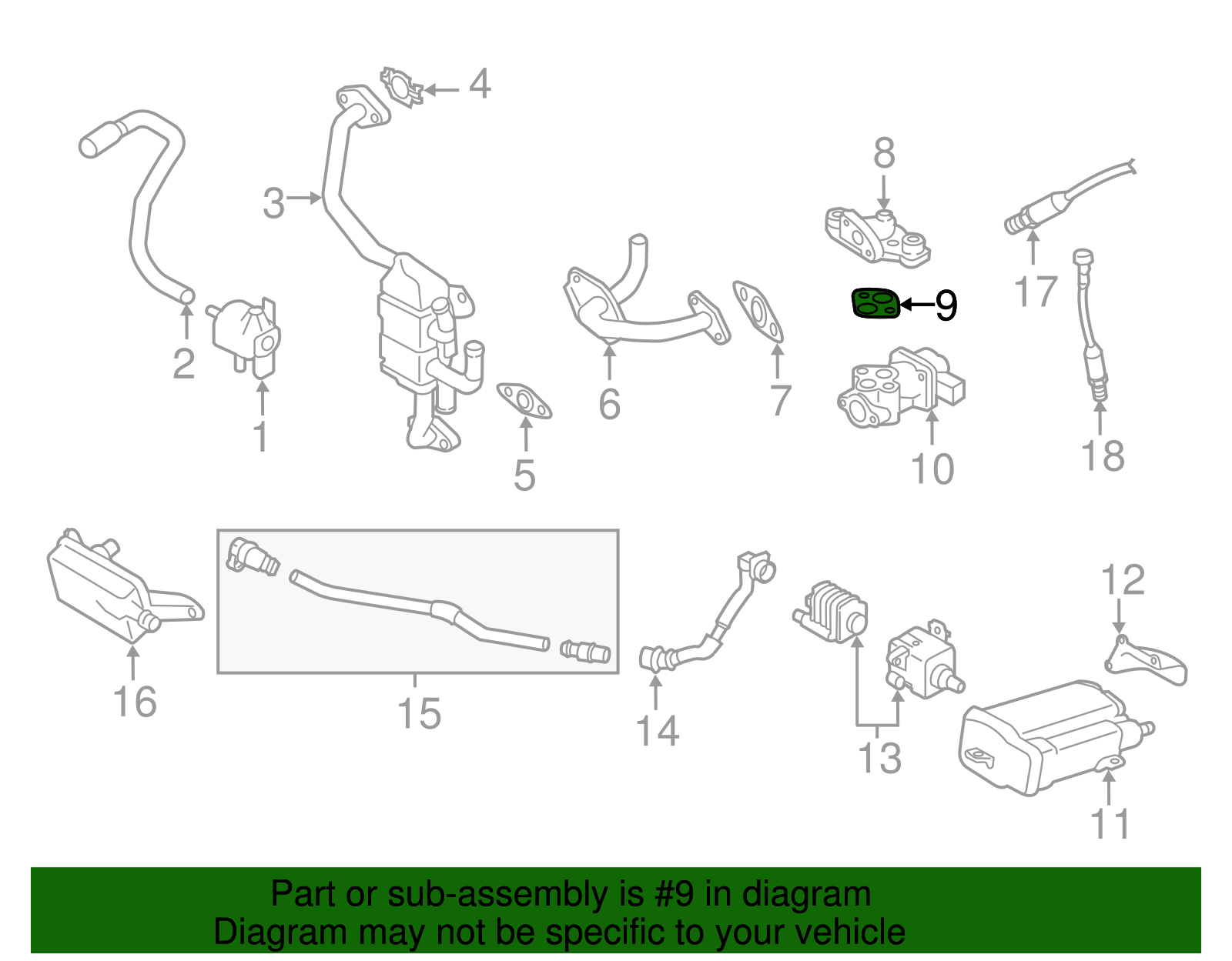 2001-2019 Subaru Exhaust Gas Re-Circulation (Egr) Valve Gasket ...