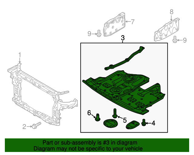 2013-2019 Hyundai Radiator Support Splash Shield 29110-2W800 ...