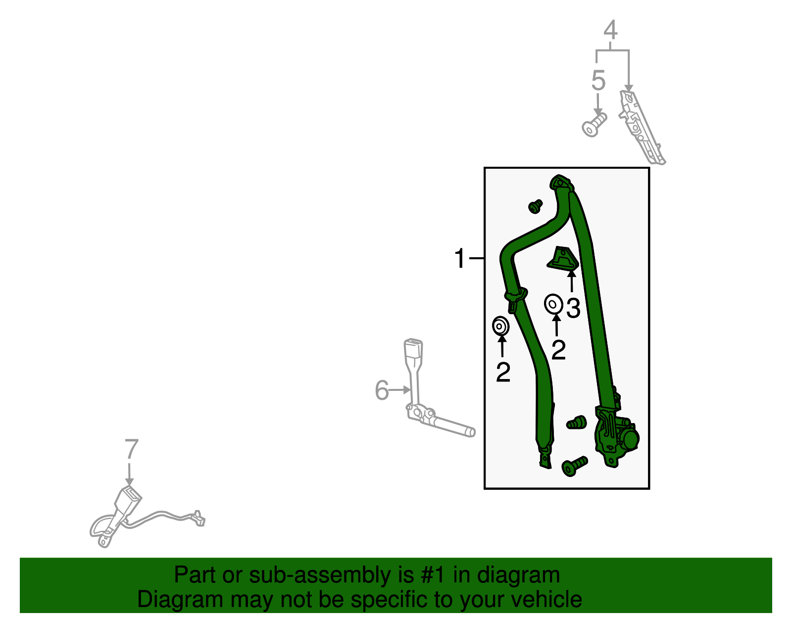 GM 19301475 Jet Black Passenger Seat Belt with Retractor and Pre ...