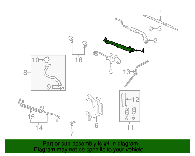 2008-2015 GM Windshield Wiper Transmission Frame 20913315 ...
