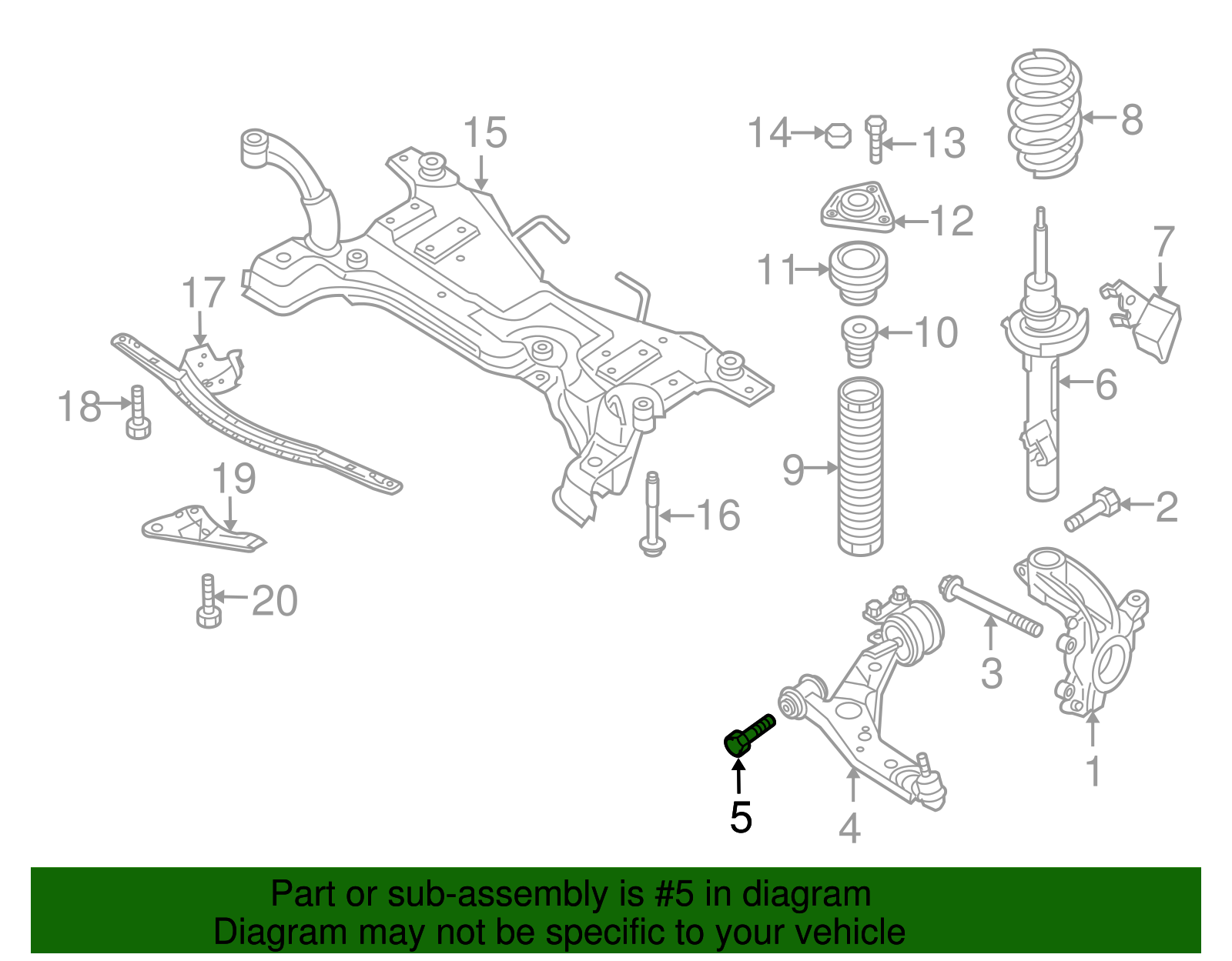 2010-2015 Mazda Lower Control Arm Front Bolt 9YA0-21-430B | Mazda-Parts