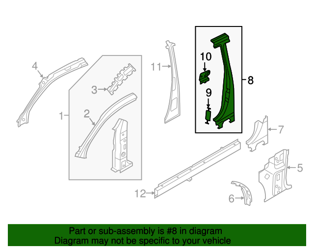 8T0-810-073-A - Lock Pillar 2008-2017 Audi | Audi OEM Parts