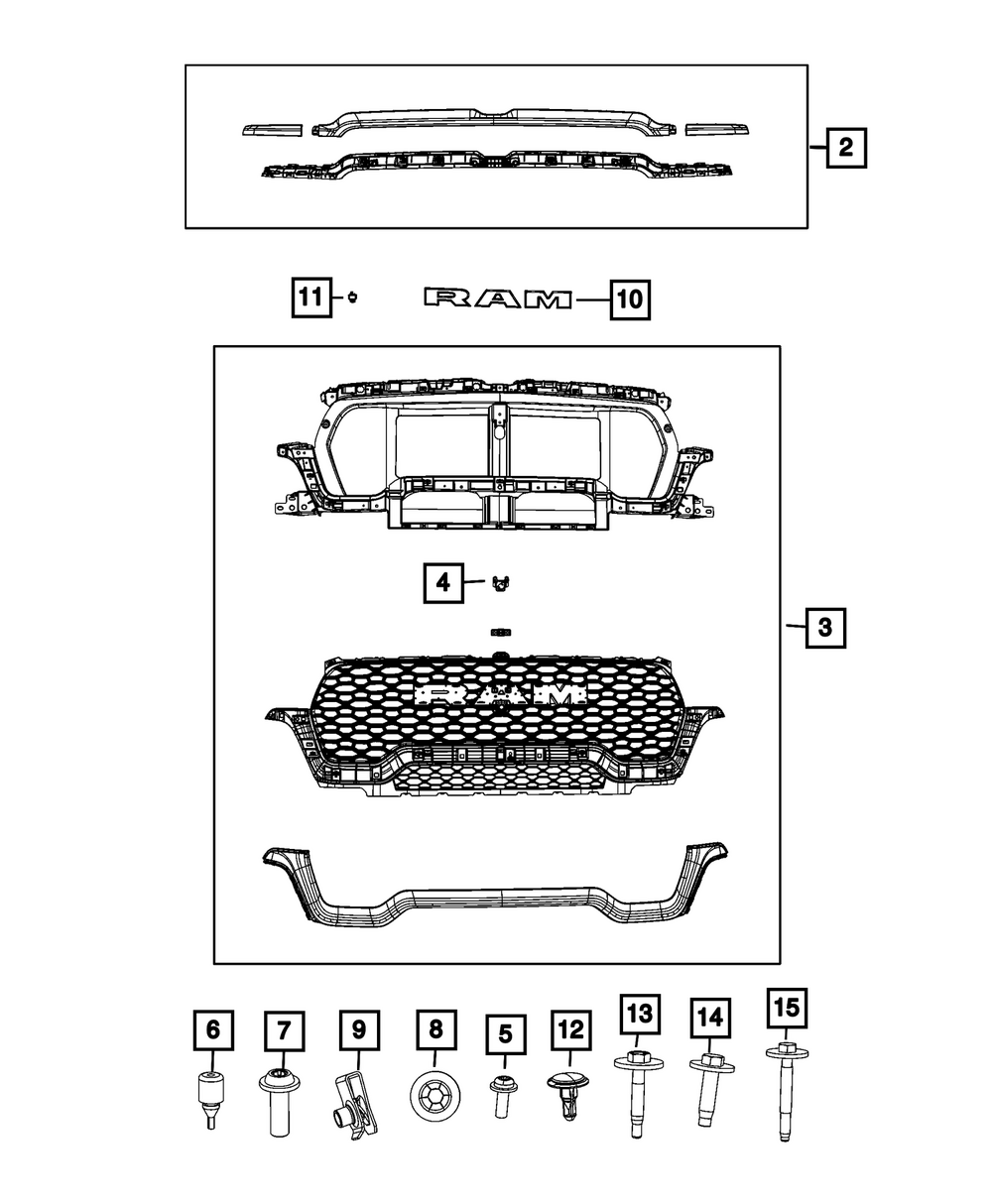 2025 Ram 1500 Complete Grille Kit 68668835AA | Mopar Online Parts