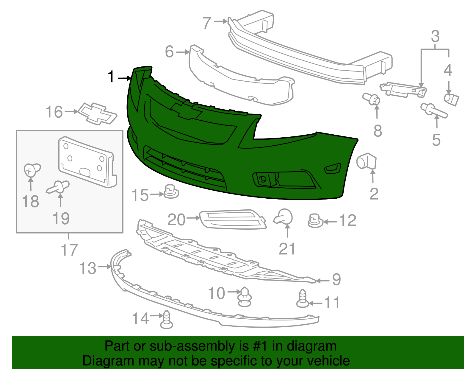 2011-2014 Chevrolet Cruze Front Bumper Cover 95217520 GM ...