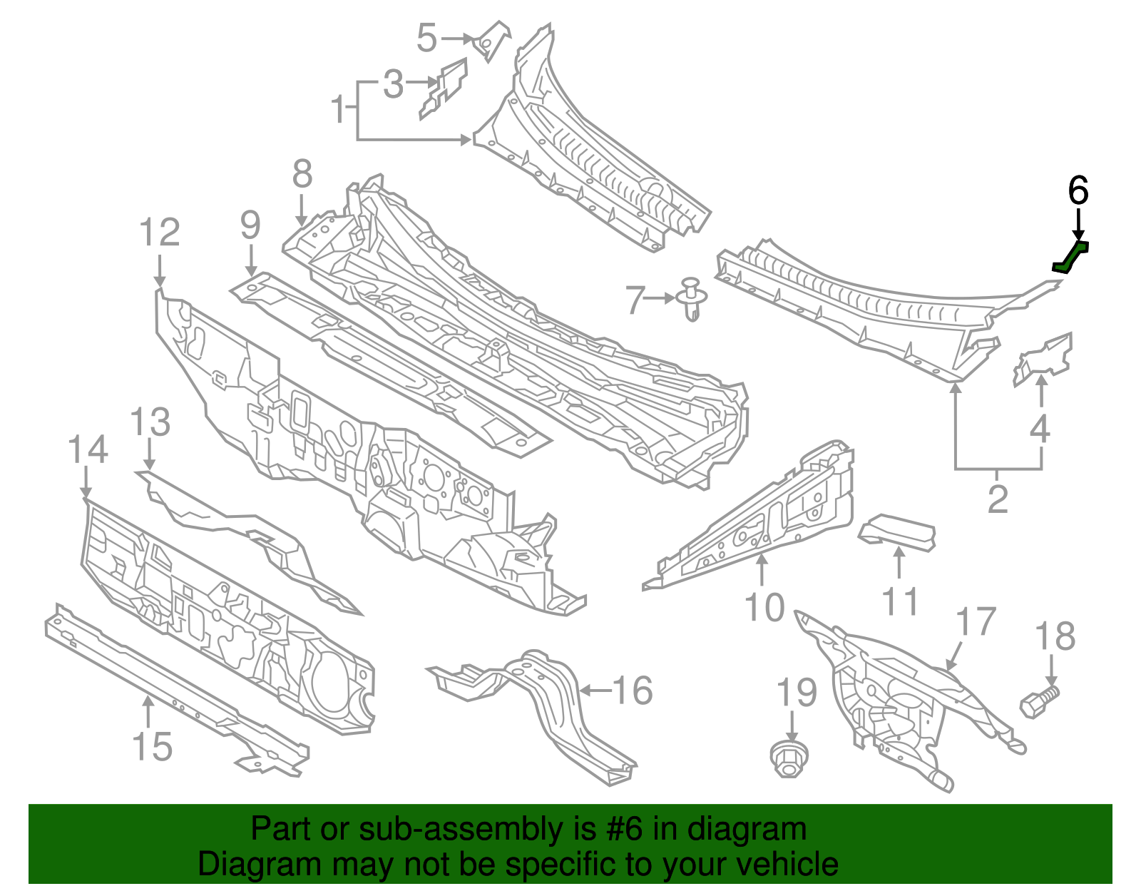 2011-2024 Mitsubishi Outlander Sport Cowl Grille Cover 7405A367 ...