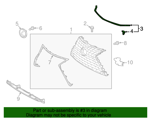 53395-78020 - Grille Seal 2018-2021 Lexus | AutoNationParts.com