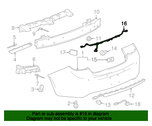 2013-2016 Buick Verano Rear License Plate Lamp and Object Sensor Wiring ...
