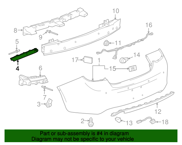 2012-2017 Buick Verano Rear Driver Side Bumper Fascia Bracket 22783176 ...