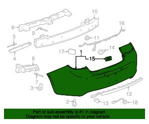 2013-2017 Buick Verano Rear Bumper Cover 22998263 GM | GMPartsDirect.com
