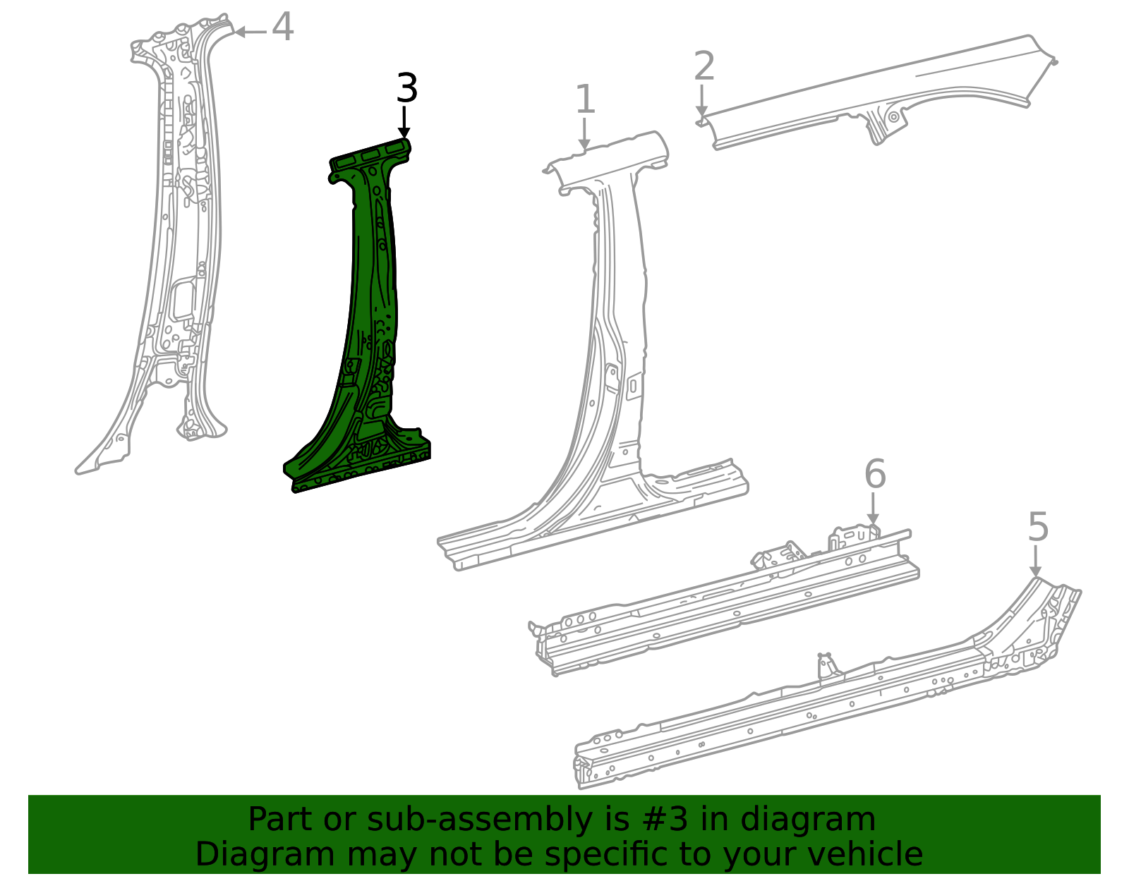 2020-2024 Toyota Highlander Center Pillar Reinforced 61038-0E080 ...