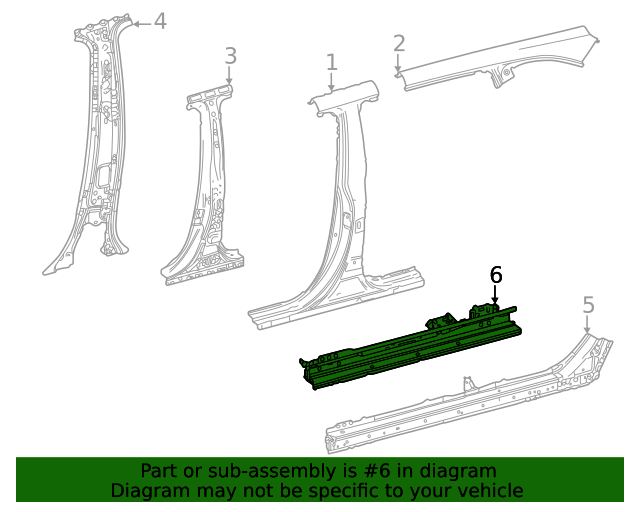 2020-2023 Toyota Highlander Rocker Reinforced 57401-0E170 | Toyota ...