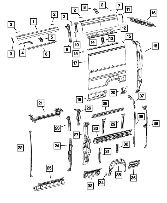 2014-2023 Ram Body Side Aperture Panel, Left 68134216AA | Mopar Factory ...