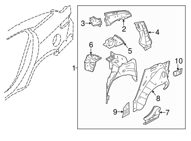 2016-2020 Nissan Maxima Outer Wheelhouse - Passenger Side (RH) 76712 ...