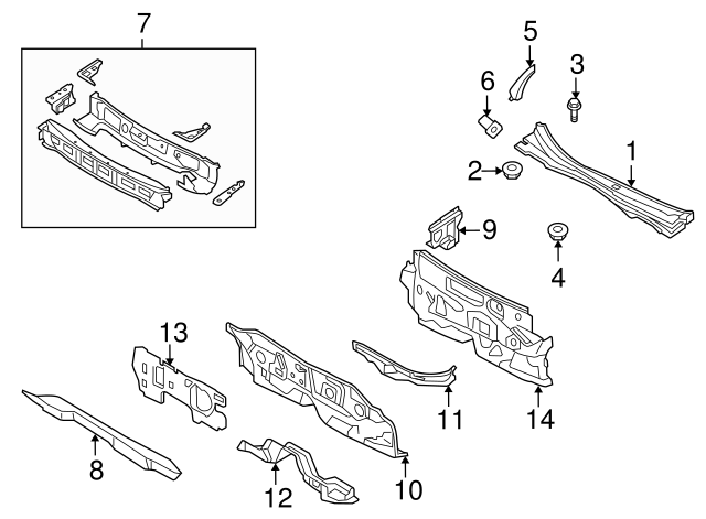 2006-2012 Ford Cowl Grille Clip -W713553-S900 | QuirkParts