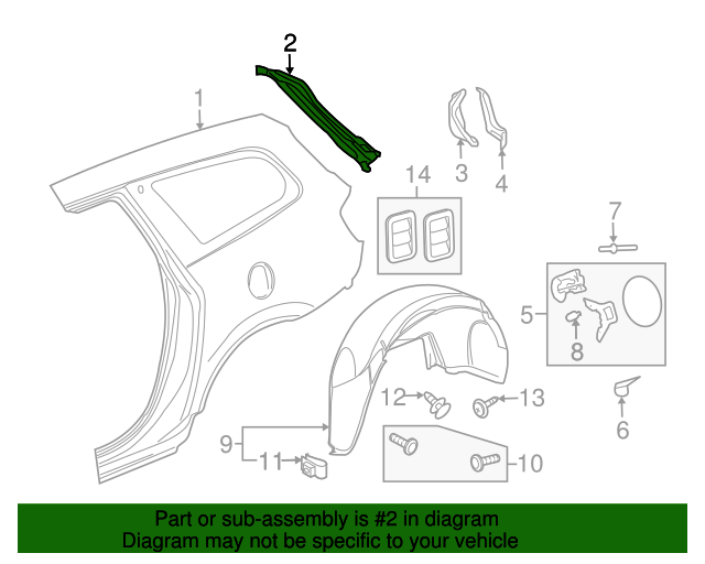 2008-2017 Buick Enclave Passenger Side Back Body Pillar Upper Outer ...