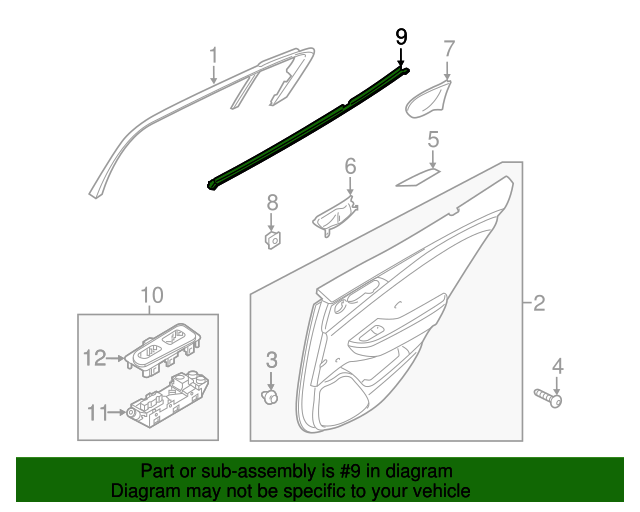 2018-2021 Kia Stinger Belt Weather-Strip - Passenger Side (RH) 83241 ...