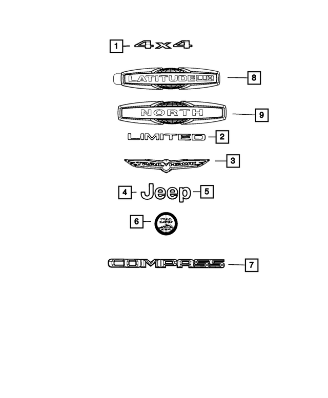 2017-2024 Jeep Compass Front Door Nameplate, Left 68547000AA | Mopar eStore