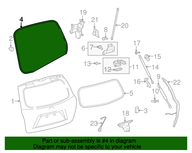 67881-0E040 - Lift Gate Weather-Strip - 2010-2013 Toyota Highlander ...