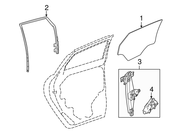 20869147 - Passenger Side Rear Door Window Weatherstrip GM 2010-2016 ...