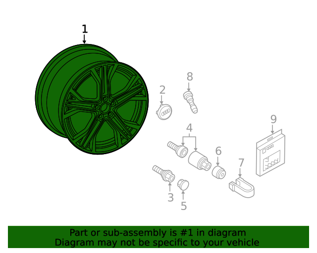 2020-2021 Audi Wheel, Alloy 4K8-601-025-H | TascaParts.com