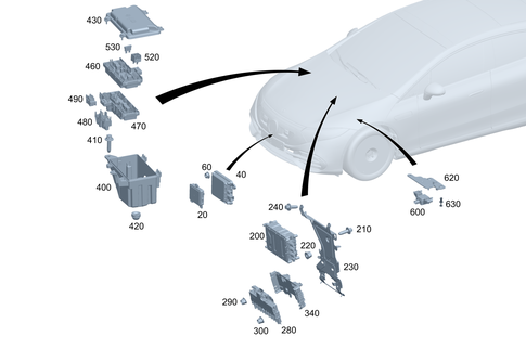 Control Units/Fuse Boxes/Relays in Engine Compartment for 2024 Mercedes ...