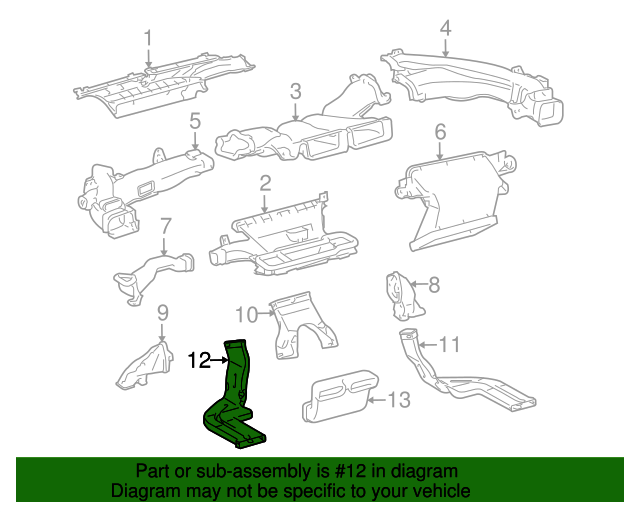 87213-12090 - Floor Duct - 2008-2018 Toyota | OEM Parts Quick