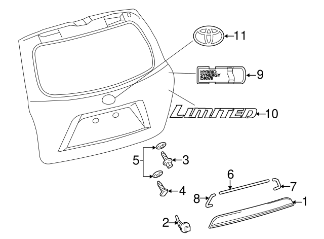 76811-48250 - Garnish Back Door - OEM Genuine Toyota Parts