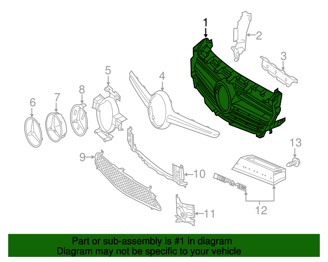 117-888-07-00 - Upper Grille 2017-2019 Mercedes-Benz CLA 45 AMG ...