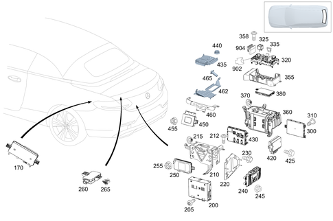 Control Units and Relays in Trunk for 2020 Mercedes-Benz C300 ...