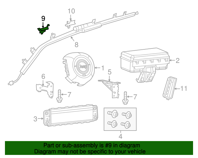 2015-2020 Jeep Renegade Head Air Bag Front Bracket - Driver's Side (LH ...