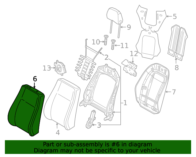 2018-2020 Audi Seat Back Cover 80A-881-805-AA-KGQ | Audi USA Parts