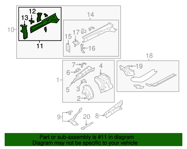 2017-2023 Subaru Impreza Outer Rail 51615FL00A9P | Subaru Parts Guys