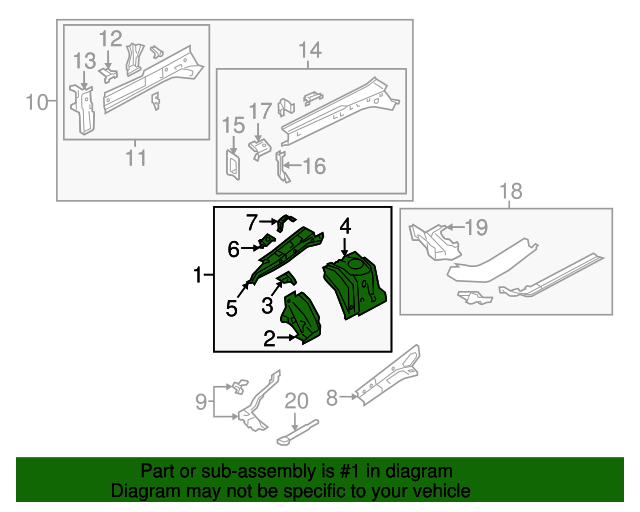 2017-2021 Subaru Apron Assembly - Passenger Side (RH) 51609FL00A9P ...