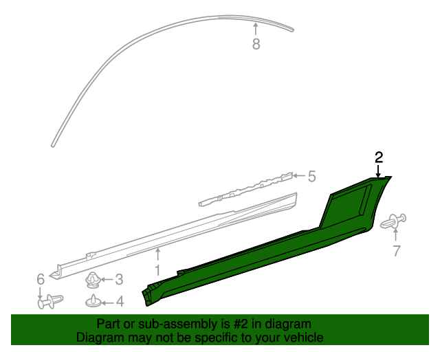 204-698-27-54-9999 - Rocker Molding 2012-2015 Mercedes-Benz | Mercedes ...