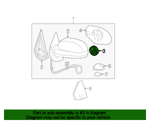 2007-2014 GM Passenger Side Rearview Mirror Actuator 25808704 GM ...