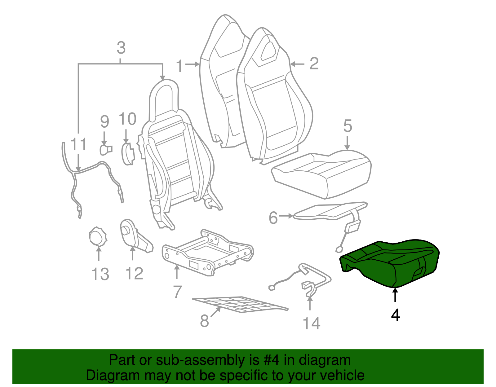 2006-2010 GM Seat Cushion Pad - Passenger Side (RH) 84447741 ...