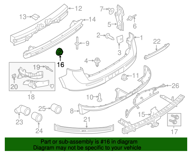 2007-2015 Ford Impact Bar Nut -N804620-S441 | TascaParts.com