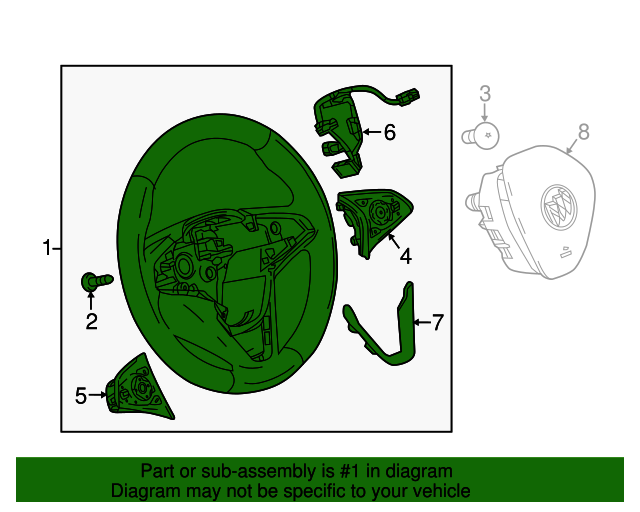 84212221 - Jet Black Steering Wheel 2017-2018 Buick Envision | Big 3 ...