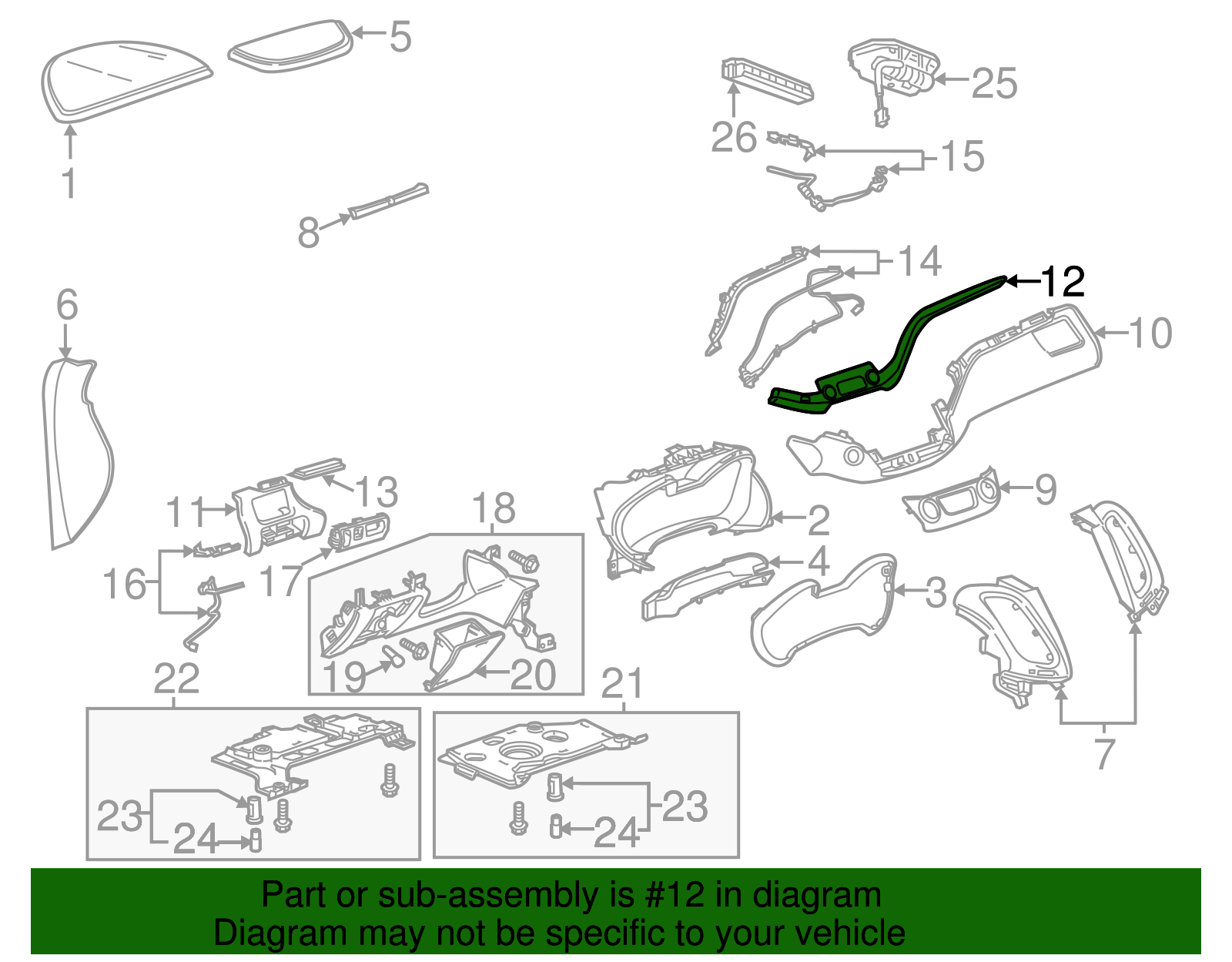 2016-2020 Chevrolet Impala Galvano Silver Passenger Side Instrument ...