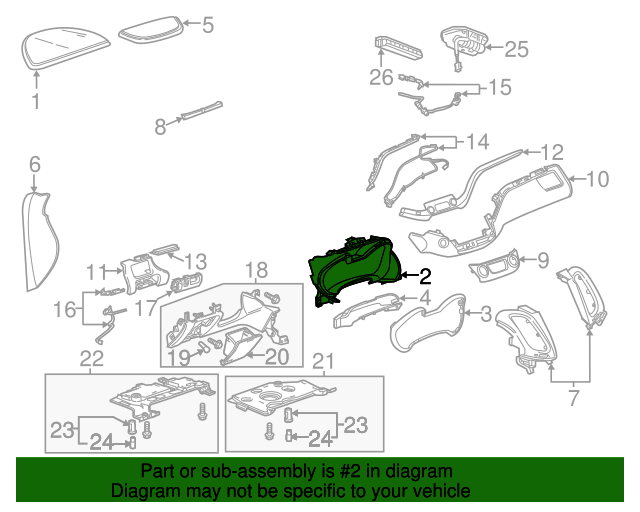 2015-2020 Chevrolet Impala Black Instrument Panel Cluster Trim Plate ...