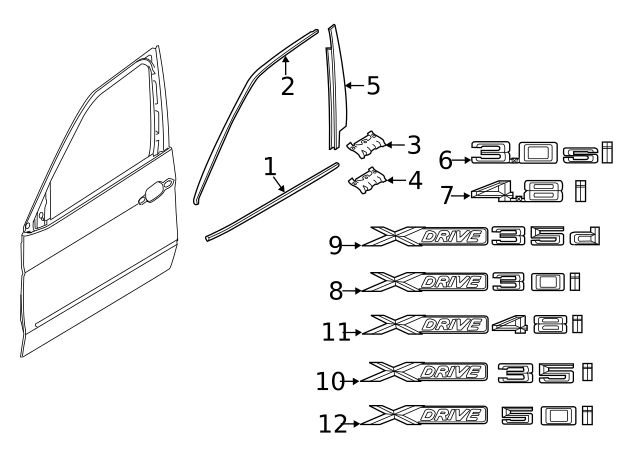 51137158534 - 2007-2013 BMW X5 Body Side Molding (51-13-7-158-534 ...